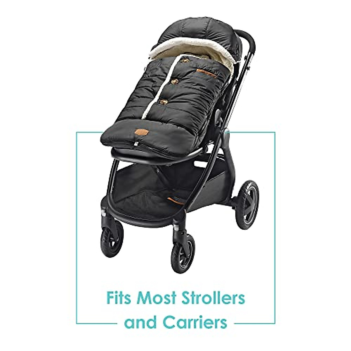 JJ Cole Bundle Me Winter Toddler Car Seat Cover and Bunting Bag - Urban - Weather Resistant Baby Carrier Cover - Winter Baby Essentials - Black