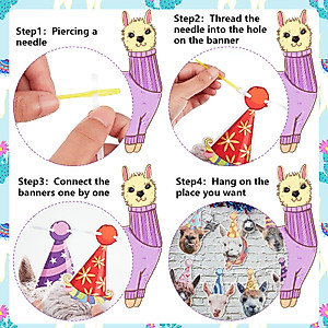 Llama Birthday Garland Funny Alpaca Face Portrait Bunting Banner 24 pcs Llama Cactus Cake Cupcake Topper Hilarious Mexican Bday Party Decoration Baby Shower Supplies