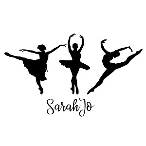 Three Ballet Dancers with Personalized Vinyl Decal for Girls Room - Customized Color, Size, and Name Wall Sticker for Bedroom or Dance Studio | Small, Large Sizes | CustomVinylDecor