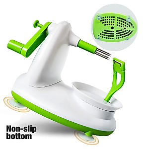 Upgraded Apple Peeler and Corer for Apple Pear Citrus Manual Rotating Kitchen Gadget Includes 2 Replacement Heads and 1 Splitter (whitish green)