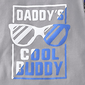 SEVEN YOUNG Toddler Baby Boy Summer Clothes Daddy's Cool Buddy Short Sleeve T-shirt Dinosaur Camouflage Shorts Boys 2pcs Outfit (Grey, 18-24 Months)