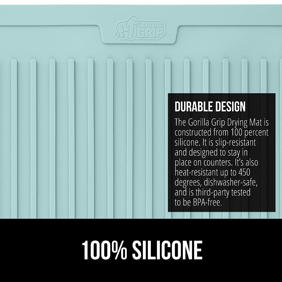 Gorilla Grip Dish Drying Mat and Silicone Baking Mats Set of 2, Dish Drying Mat 16x12 Inch, Quarter Sheet Silicone Baking Mats, Both in Mint Color, 2 Item Bundle