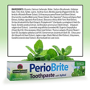 Nature's Answer PerioBrite Natural Toothpaste, Cool Mint, 4-Ounce (Pack of 2) Fluoride Free with CoQ10 & Folic Acid | Naturally Whitens Teeth | Freshens Breath | Removes Plaque | Minimizes Dry Mouth