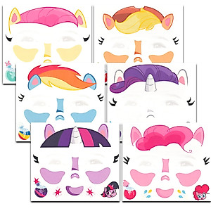 My Little Pony Face Painting Tattoos for Kids - Bundle with 6 My Little Pony Tattoo Sheets, Stickers, More | My Little Pony Party Supplies, Party Favors