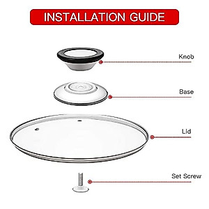 Glass Lid for Frying Pan, Fry Pan, Skillet, Pan Lid with Handle Coated in Silicone Ring,12"/30cm, Clear
