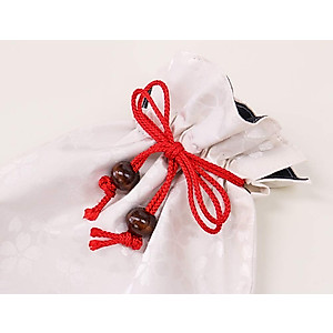 Eyashi Craft Made in Japan Goshi Stamp Book Holder Drawstring Bag 7.5 x 10.6 inches (19 x 27 cm), Cherry Blossom White