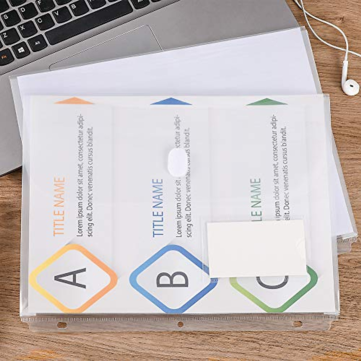 Sooez Expandable Clear Poly Binder Pocket, 10 Pack, Side Loading,Letter Size, Pocket Folders Poly Envelopes Clear Document Folders for 3 Ring Binder with Label Pocket for School Home Office