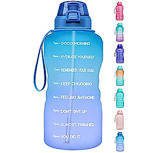 Fidus Large 1 Gallon/128oz Motivational Water Bottle with Time Marker & Straw,Leakproof Tritan BPA Free Water Jug,Ensure You Drink Enough Water Daily for Fitness,Gym and Outdoor Sports
