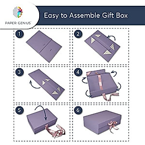 PAPER GENIUS Luxury Gift Box-9.5x7x4 Inches-with 2 Satin Ribbons | Matte Textured Finish Box for Valentine's day, Bridal and Baby Shower Gifts (Medium (Pack of 1), Lavender)…
