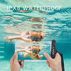 LANQI 2 Pcs Universal Waterproof Phone Pouch, Underwater Cellphone Waterproof Case for iPhone 13/12/11 Pro/11 Pro Max/XR/SE/XS/8 7 6S Plus, Samsung Galaxy, and Other Phones Up to 6.9''-Black