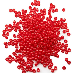 1000 Pcs Acrylic Red Pony Beads 6x9mm Bulk for Arts Craft Bracelet Necklace Jewelry Making Earring Hair Braiding (RED2)