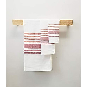 IPPINKA Senshu Japanese Towel, Ultra Soft, Quick-Drying, Two-Tone End Stripes, Red (Hand Towel)