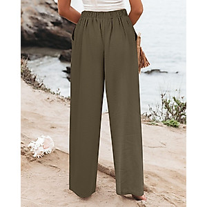 Angerella Pants for Women High Waisted Wide Leg Pants Casual Elastic Waist Palazzo Pants with Pockets Army XL
