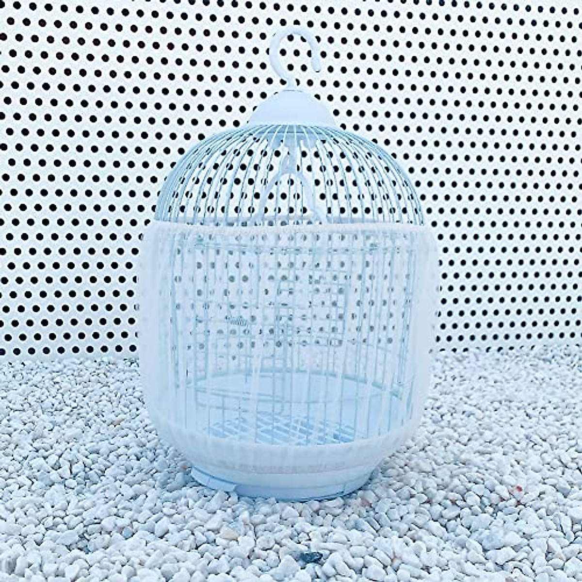 lasenersm 1 Piece Bird Cage Cover Birdcage Cover Bird Cage Seed Catcher Birdcage Seed Catcher Parrot Nylon Mesh Net Cover Seed Catcher Guard Net Cover(Girth 46 inch to 67 inch, White)
