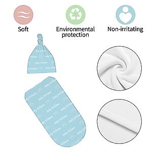 Boffihuxaw Personalized Baby Blanket Custom Swaddle and Hat Set with Name for Girl Boy Customized Newborn Infant Toddler Blanket Gifts