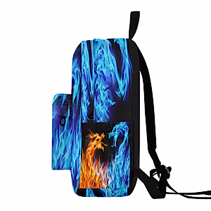 Cool Dragon Fire Backpack Travel Bag for Men Women, Lightweight Casual Daypack School Bag for Students Teens Girls Boys