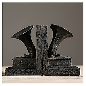 Book Ends for Shelves Bookends Creative Retro Bookend Bookshelf Resin Heavy Books Anti-Slip Book Ends Home Office Phonograph Decorative Book Stoppers Office Book Stand