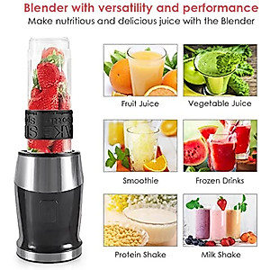Blender and Food Processor Combo,Blender for Shakes and Smoothies Maker,700W Multifunctional Kitchen System for Mixer Blender/Chopper/Grinder with 19-oz Portable Bottle, Easy to Clean