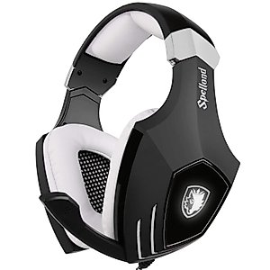 SADES A60/OMG Gaming Headset Over Ear Stereo Surround Sound Heaphones With Microphone Noise Isolating Volume Control LED Light For PC & MAC (White/Black)