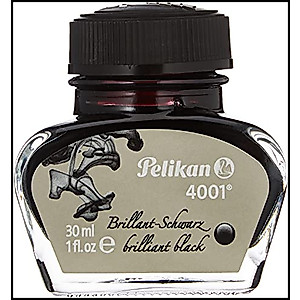 Pelikan 4001 Bottled Ink for Fountain Pens, Brilliant Black, 30ml, 1 Each (301051)