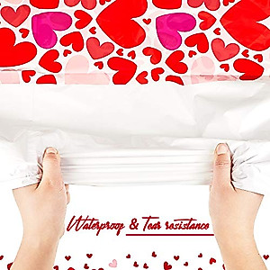 Valentine Tablecloth Disposable Plastic Valentines Table Cover Multi-Color Hearts Tablecloth for Valentine's Day Party Supplies, 42 x 70 inch (2)