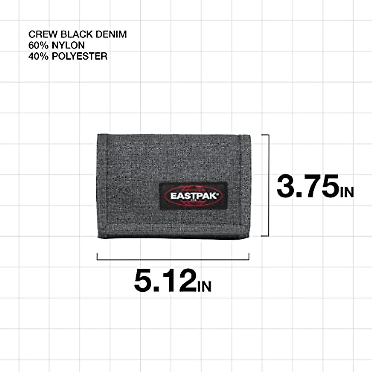 Eastpak Crew - Slim Wallet with Ring for Keychain - Black Denim