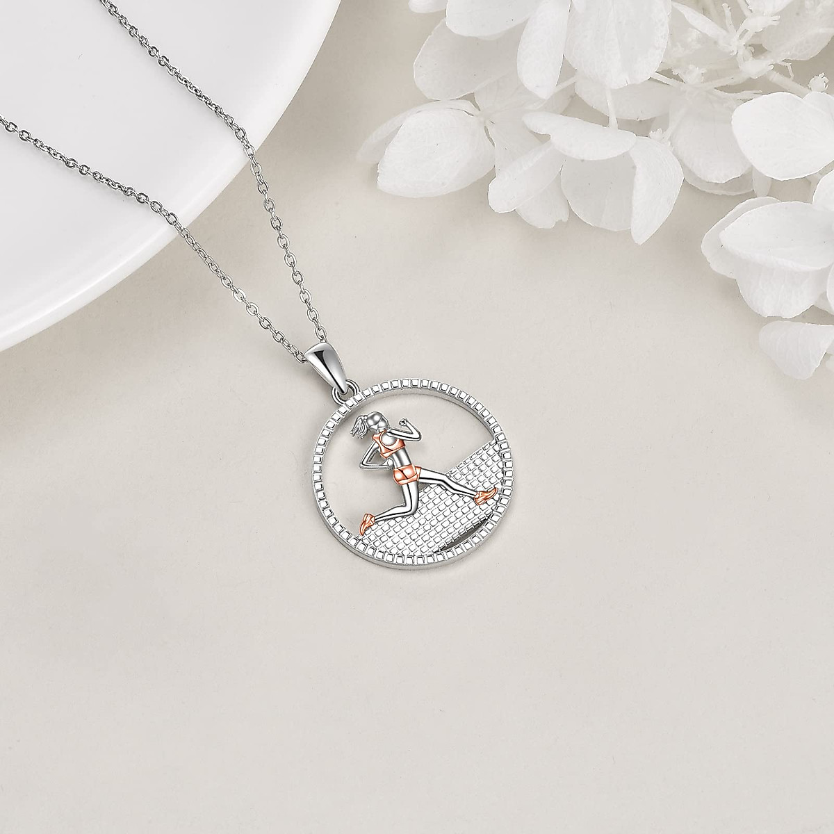 CRMAD Running Necklace for Women Sterling Silver Runner Pendant Marathon Outdoor Sport Gift