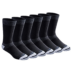 Dickies Men's Dri-Tech Moisture Control Max Full Cushion Crew Socks, Available in M-XL (6, 12, Black (6 Pairs), X-Large