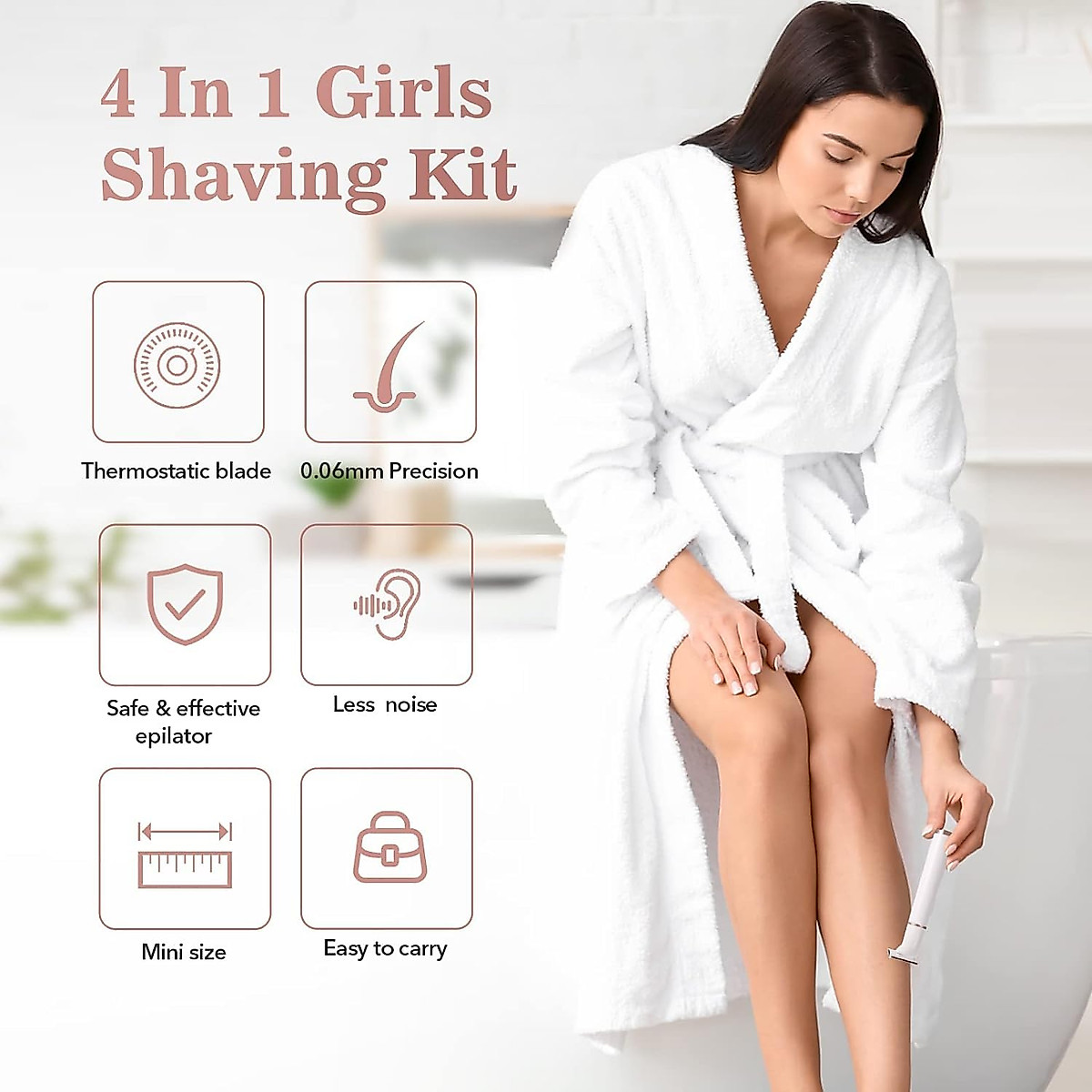 Electric Razors for Women, 4 in 1 Cordless Portable Rechargeable Womens Electric Shaver for Legs Face Eyebrow Nose Pubic Hair Bikini Trimmer, Painless Body Hair Remover by Gurelax