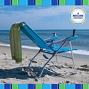 Rio Beach 17" Extended Height 4-Position Folding Beach Chair, Aluminum, Turquoise