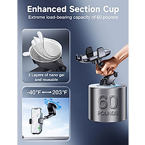 SMORFIT Phone-Mount, Dashboard/Windshield/Window Universal Suction Cup Cell Phone/iPhone Holder with Sticky Pad for Car/Truck, Mobile Phone Telescopic Arm Mount Handsfree Stand