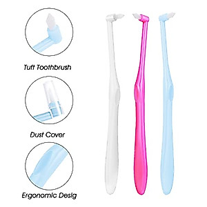 Sibba 6 Pack Tufted Brush Soft Single Tuft Brace Toothbrush Dental Orthodontic Brush End-Tuft Tapered Toothbrush Compact Interdental Interspace Brush for Detail Cleaning
