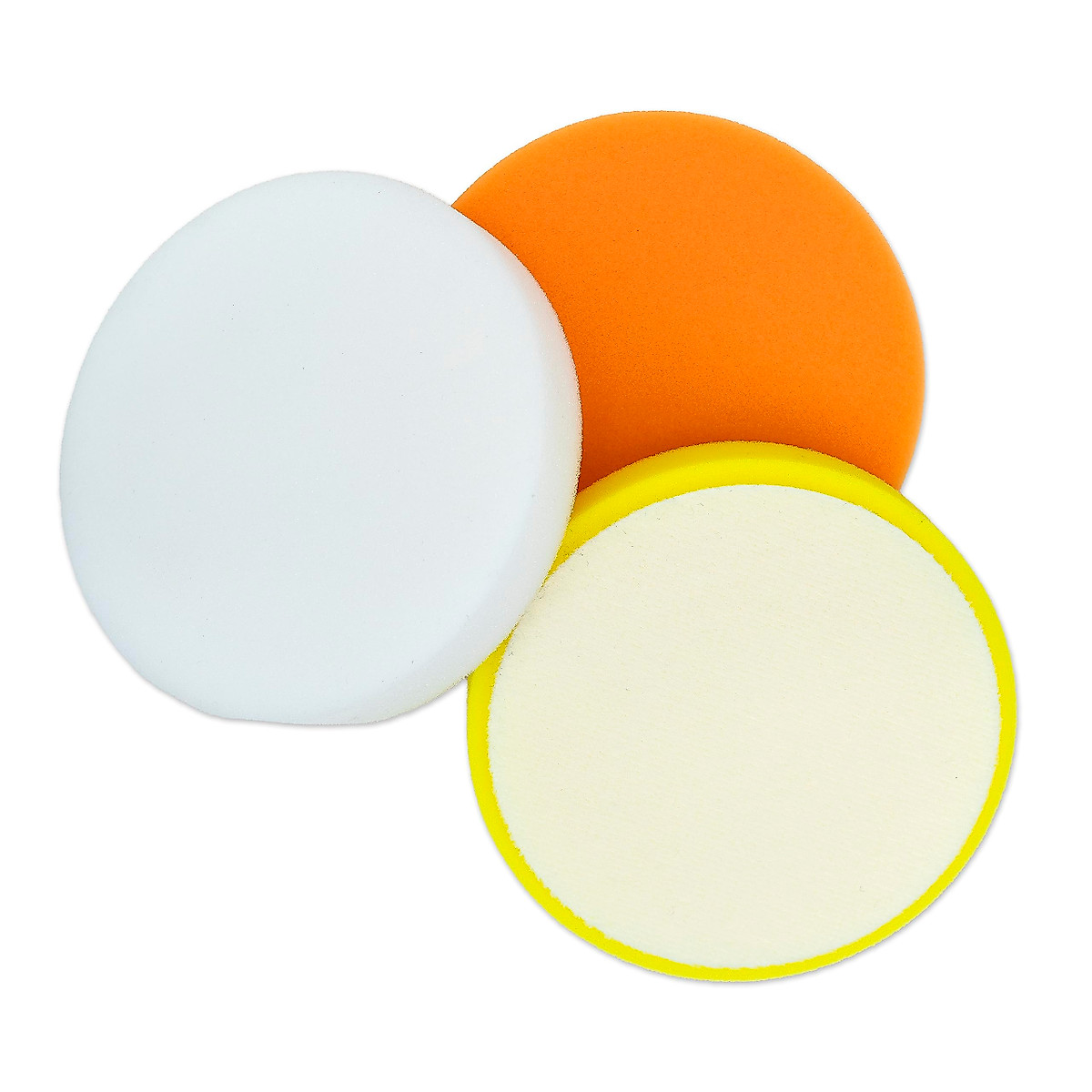 Tool Guy Republic 5.5" Foam DA Pad for use with 5" Backing Pads (Yellow/Heavy Cut, Orange/Medium Cut, White/Polish)