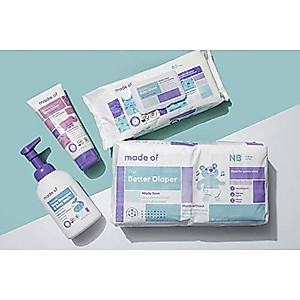 MADE OF The Better Baby Diapers - Hypoallergenic Diapers for Sensitive Skin, Unscented, 10 Hour Absorbency - Pediatrician and Dermatologist Tested - Size 0 (36 Count)