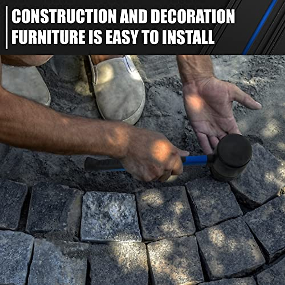 C&T 2-Piece Hammer Set,Black Rubber Mallet Hammer, Double-Faced Soft Hammer With Fiberglass Handle,Rubber Mallet Set