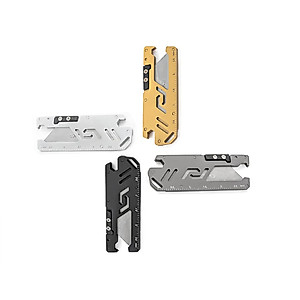 KUNSON Stainless Steel Pocket Utility Knife, Portable EDC Retractable Box Cutter for Cartons, Cardboard and Boxes, Quick-Change Blade, Safety Lock Design, Extra 5 Blades Included (Gold)