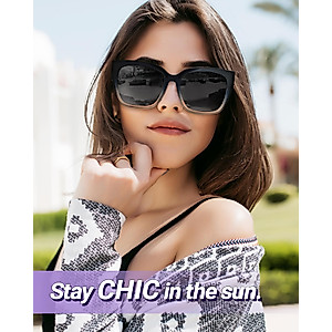 Myiaur Fit Over Sunglasses for Women, Trendy Designer Style Oversized Polarized Sunglasses for Driving with UV400 Protection