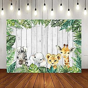 Woodland Baby Shower Backdrop Jungle Animals Birthday Photography Background Watercolor Safari Animals Wild One Birthday Newborn Baby Party Decorations Supplies Photo Studio Props 7x5ft