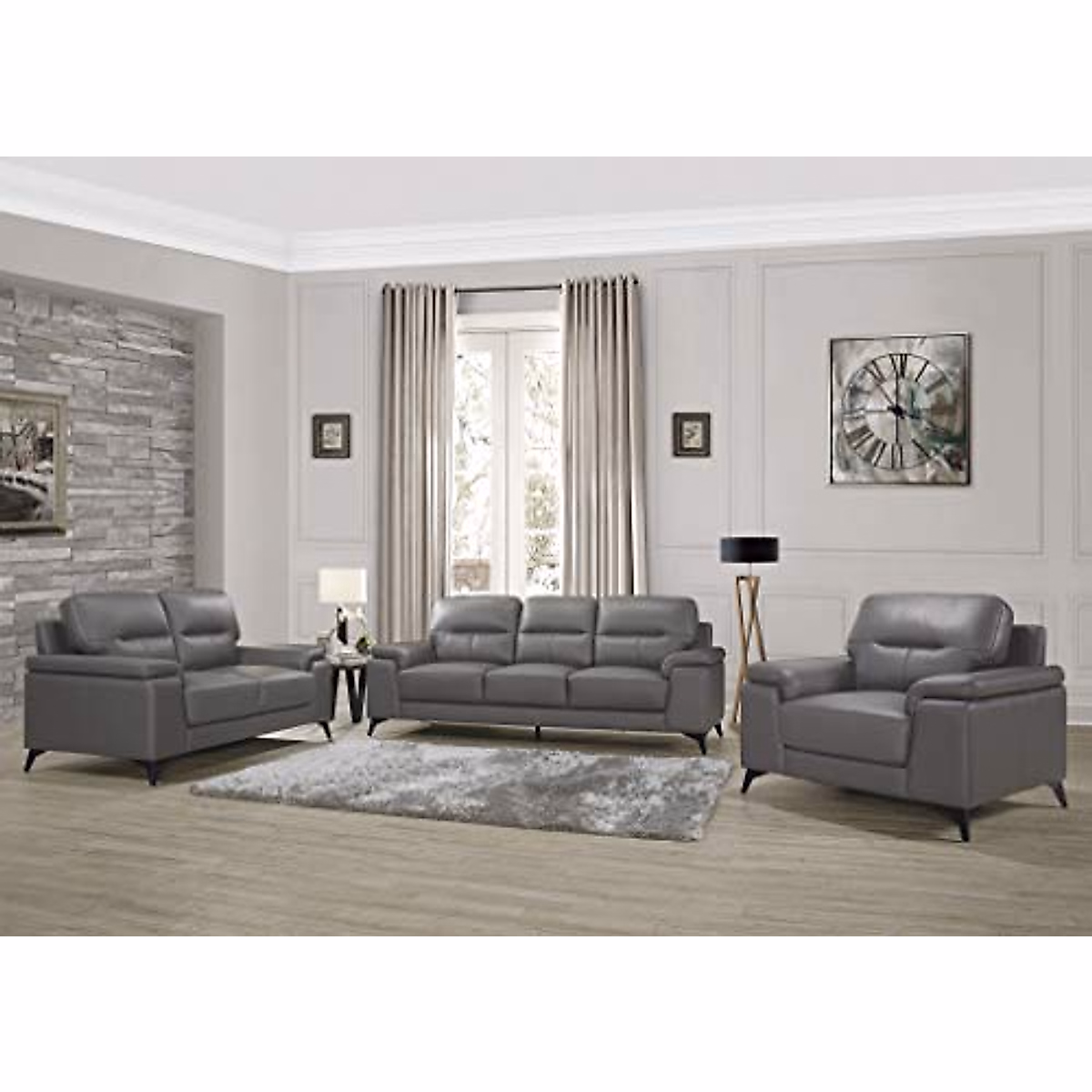 Homelegance 67" Leather Loveseat, Dark Gray