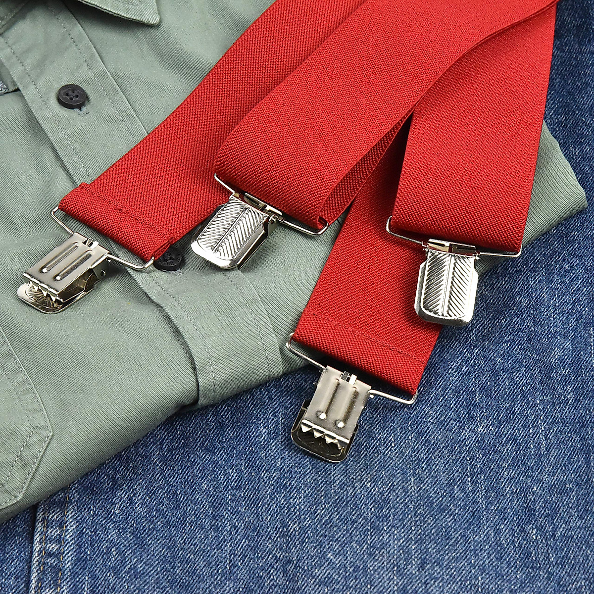 Hold’Em Suspenders for men Heavy Duty for Big and Tall-White-2X