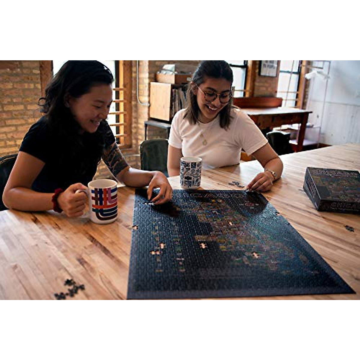 Neon Neighborhood Map of Chicago Puzzles - Puzzles for Adults 1000 Piece | Chicago Gift | Chicago Map