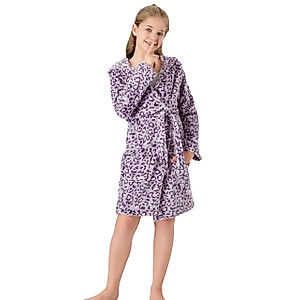 Topgal Cat Robe for Girls Cute Cozy Hooded Cat Ears Bathrobe Little Kids Teens Size 10