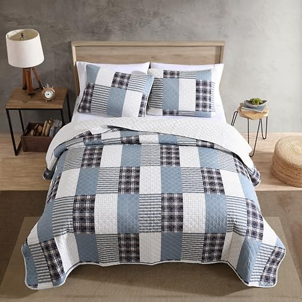 Eddie Bauer - Queen Quilt Set, Reversible Cotton Bedding with Matching Shams, Home Decor for All Seasons (Camano Island Plum, Queen)