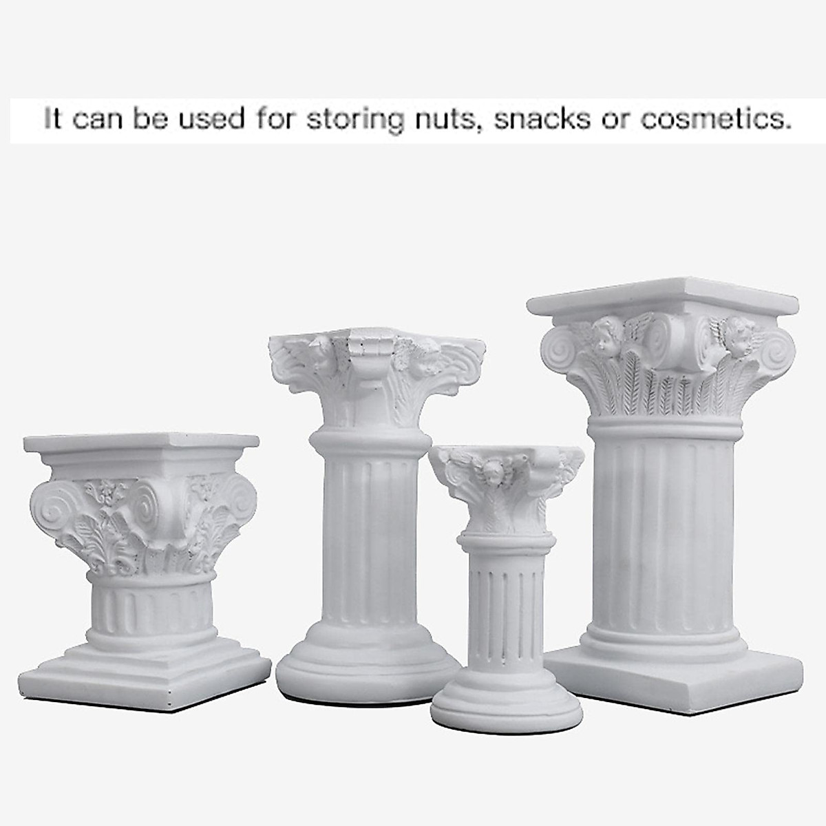 soarflight Roman Pillar Greek Column Resin Statue Figurine Base Pedestal Stand Birthday Party Wedding Table Sand Game Decor Supplies Great for Home Garden Classy, White, Square Small