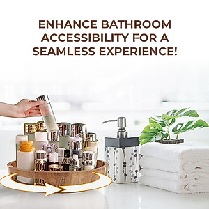 PANDAWOOD 12 Inch Lazy Susan Organizer 100% Acacia Wood - Large Lazy Susan Turntable Organizer for Cabinet, Dining Table, Bathroom, Pantry - Kitchen Cabinet Countertop Organizer - Spice Lazy Susan