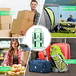 Folding Hand Truck Trolley 80Kg/176Lbs Heavy Duty Luggage Utility Cart with Rotate 4 Wheels Warning Sign Telescoping Handle Portable Fold Up Dolly Bungee Cord for Moving Shopping Travel(Green Pro)