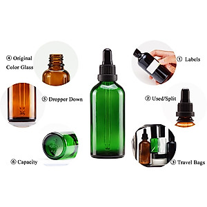 YIZHAO Green Glass Dropper Bottle 4oz, Tincture Bottles with Glass Dropper, for Essential Oils, Aromatherapy, Cosmetic, Laboratory, Pharmacy, Liquids, Travel –4 Pcs