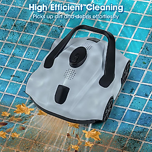 Robotic Pool Cleaner,Up to 1076 Sq.ft,Lasts 130 Mins,SYANSPAN Cordless Pool Vacuum for Above Ground Pool,Powerful Suction Dual-Drive Motors,Pool Robot Vacuum Self-Parking Technology (130mins)