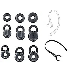 Zotech Earbud Gel & Ear Hook for Plantronics, 9 Pcs (Small/Medium/Large) Black Replacement Eargel & 2 Pcs Black Clear Ear Hook, Fit for Plantronics M155 M165 M1100 M100 M55 M28 M25 Voyager Edge