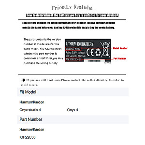 BCXY ICR22650 Battery Replacement for Onyx Studio 4, Onyx 4